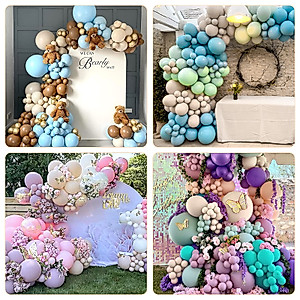 RUBFAC 87pcs Sand White Balloons Different Sizes 18 12 10 5 Inch for Garland Arch White Sand Party Latex Balloons for Birthday Party Graduation Wedding Anniversary Baby Shower Party Decoration