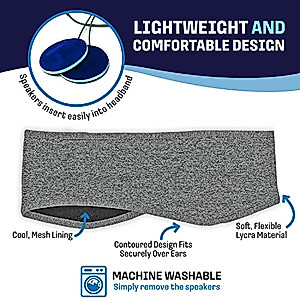 CozyPhones Sleep Headphones - Wireless Over Ear Headphones from Ultra Thin Cool Mesh Chordless Head Phones for Side Sleepers, Meditation, Running, Laptop, and Phone - Gray Lycra