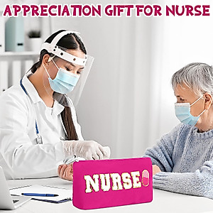 Locmeo 2 Pcs Tote Bag Gift for Teacher Nurse Dance Preppy Makeup Bag Cosmetic Women Chenille Letter School party(Nurse)