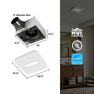 Broan-NuTone AER80CCTK CleanCover Bath Fan, 80 CFM, 0.7 Sone, with Selectable CCT LED Light, Energy Star