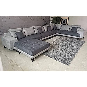 Stendmar 5pc Reversible Modern 2 Tone Gray Microfiber Big Sectional Couch Sofa Set S150D-RG