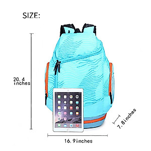 GoFar Lightweight Backpack Large School Bag Travel Rucksack holds shoes basketball Fits 15.6-inch Laptop (Blue)