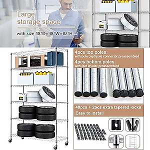 6-Tier Steel Wire Shelving Rack, UltraDurable Commercial-Grade NSF-Certified Storage Rack with Wheels, (350 lbs Capacity per Shelf) Storage Rolling Organizer Wire Rack for Garage Restaurant Kitchen