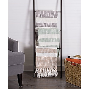 DII Mid-Century Modern Slub Stripe Woven Throw, Mint, 50x60