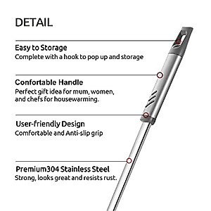 Lebabo Spatula, 13.4" inch Stainless Steel Slotted Turner, Metal Spatulas Turner For Cooking, Kitchen Cookware, Barbecue, with Ergonomic Handle, Dishwasher Safe Easy to Clean
