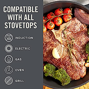 Zakarian by Dash 11 Inch Nonstick Cast Iron Skillet, Titanium Ceramic Coated Frying Pan, Blue