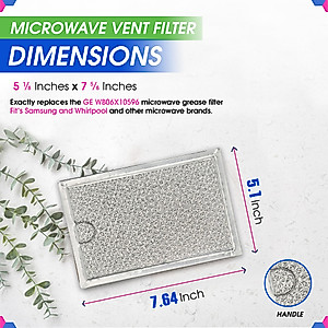 Microwave Filter Replacement for GE WB06X10359 Microwave Grease Filter Fit's LG / Kenmore Vent Filter 7-5/8" x 5-1/8" (2-Pack)