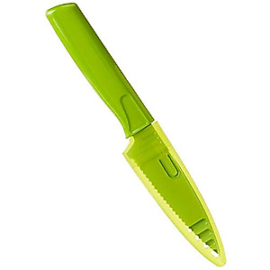 Kuhn Rikon 4-Inch Nonstick Colori Serrated Paring Knife, Green