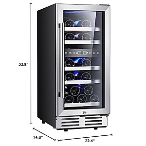STAIGIS 29 Bottle Compressor Wine Cooler Refrigerator, 15 inch Wine Fridge Freestanding Dual Zone for Home, Kitchen and Bar, Digital Temperature Control