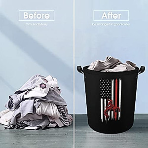 America Wrestling Flag Large Laundry Basket Hamper Bag Washing with Handles for College Dorm Portable