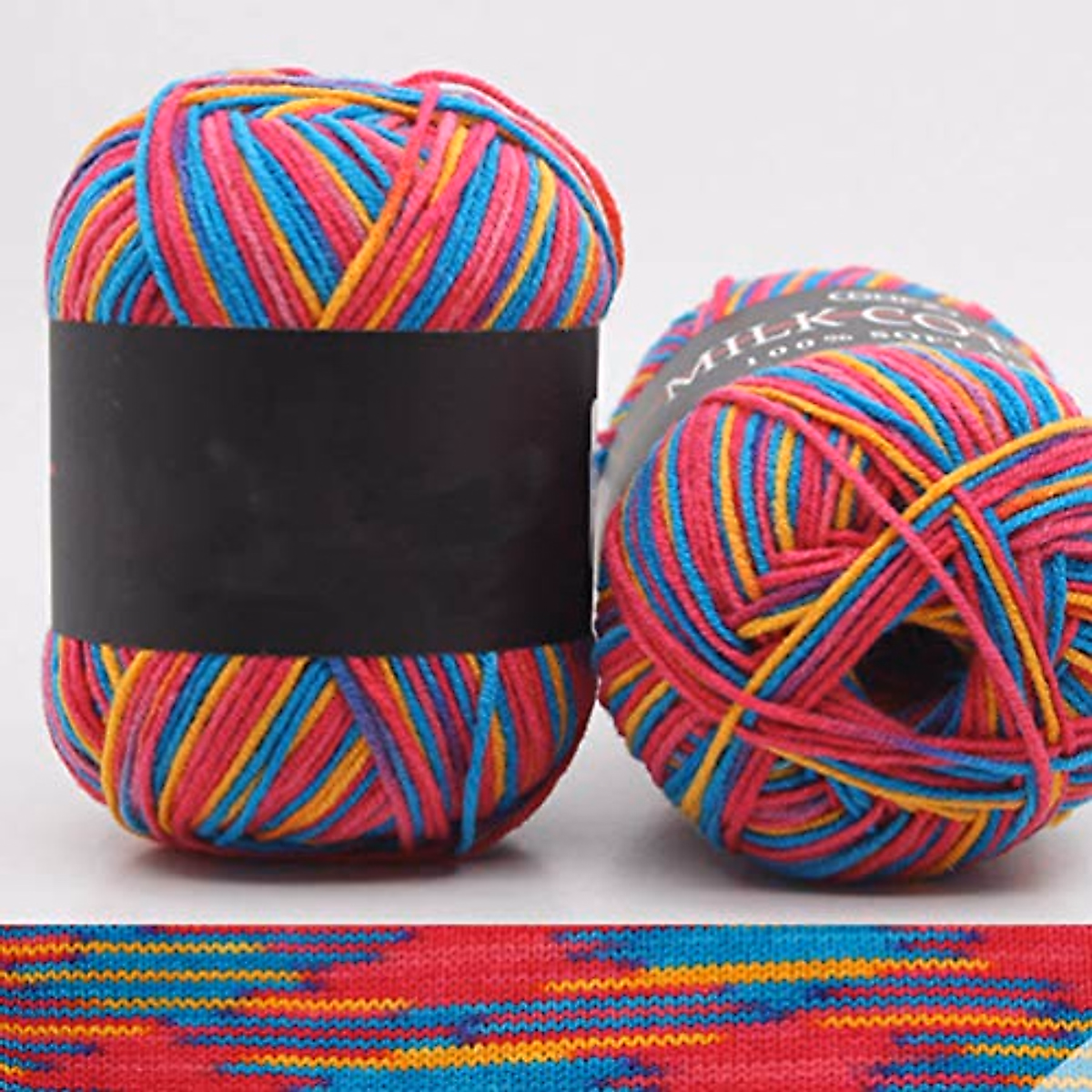 Healifty Multicolor Gradient Cotton Yarn Soft Knitting Wool 5 Rolls for Crochet Knitting