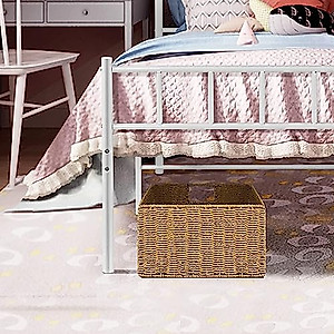 4 EVER WINNER Twin Metal Bed Frame with Headboard, Twin Metal Platform Bed Frame for Kids, No Box Spring Needed, Mattress Foundation for Storage, Easy Assembly, Noise-Free, White