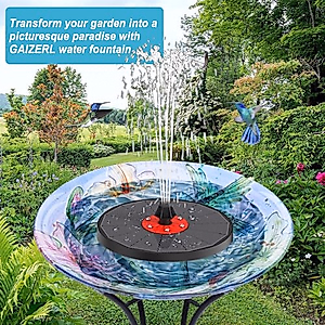 GAIZERL Solar Fountain 2024 Newest, 3.5W Solar Birdbath Fountains with Colorful Lights, Glass Panel, 2200mAh Battery, Hummingbird Water Pumps with 8 Spray Modes & 4 Fixed Pipes for Garden, Pool, Pond