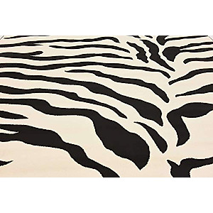 Unique Loom Wildlife Collection Animal Inspired with Zebra Design Area Rug, 9 ft x 12 ft, Ivory/Black