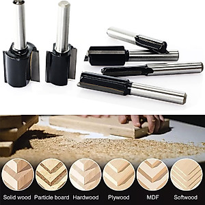 6Pcs Straight Router Bit Set 1/4 Shank, Double Flute Straight Bit Dado Straight Cut Router Bit, Cut Dia 3/4", 5/8", 1/2", 3/8", 5/16", 1/4", Straight Router Bit for Woodworking Groove by SICWOOD