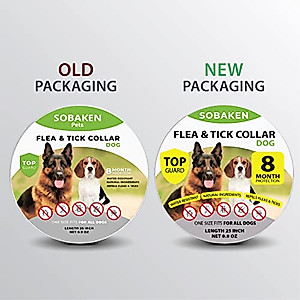 8-Month Protection Dog Flea Collars & Tick Collar - No Irritation, Baldness, or Side Effects - Suitable for Small, Medium, Large Dogs - 25 lnch - Natural flea and tick Collar for Dogs - 1 Pack