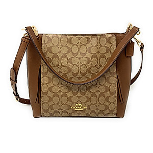 Coach Pebbled Leather Marlon Hobo Shoulder Handbag (KHAKI/SADDLE)