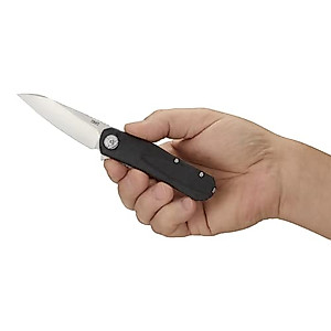 CRKT Mah-Hawk EDC Folding Pocket Knife: Assisted Opening Everyday Carry, Liner Lock, Glass Reinforced Nylon Handle with Reversible Pocket Clip 6535,Black