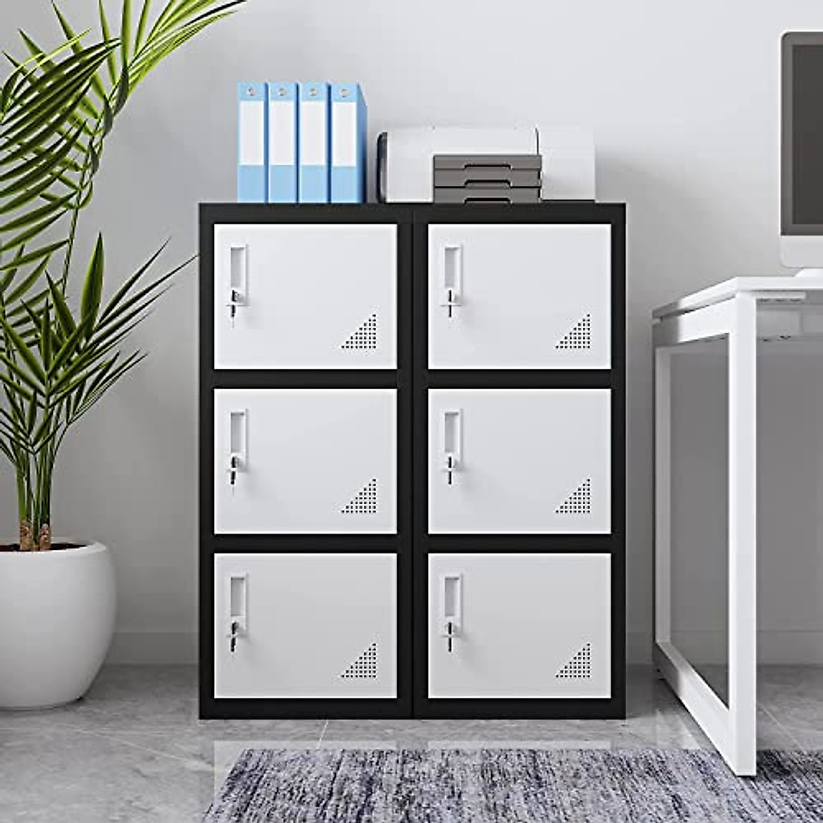 VASAAOSD Lockable Metal Lockers, Steel Office Storage with 3 Doors and Keys, and Metal Storage Cabinets for Schools, Gyms, Homes and Offices Staff Lockers (Locker-1)