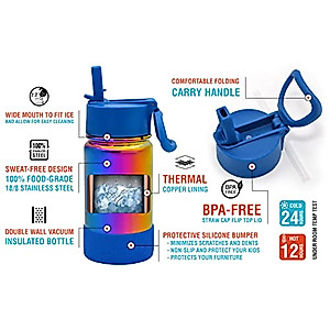 CHILLOUT LIFE 12 oz Kids Insulated Water Bottle for School with Straw Lid Leakproof and Cute Waterproof Stickers, Personalized Stainless Steel Thermos Flask Metal, Dishwasher Safe Color