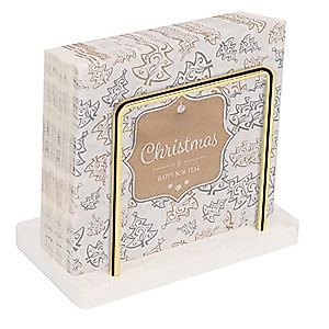 Livabber Napkin Holder, Metal Napkin Holder with Marble Base Modern Freestanding Tissue Paper Dispenser for Table Kitchen, Gold