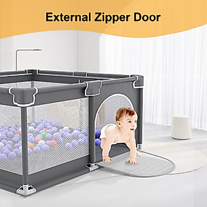 Baby Playpen, Playpen for Babies and Toddlers Thickened Sponges Ensure Safety, Indoor & Outdoor Baby Play Yards with Breathable Mesh Anti-Fall Playpen & Anti-Slip Base