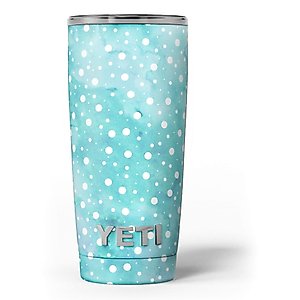Design Skinz Light Blue and White Watercolor Polka Dots - Skin Decal Vinyl Wrap Kit Compatible with The Yeti Rambler Cooler Tumbler Cups