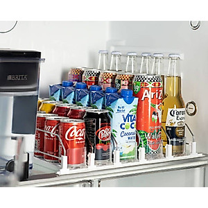 Drink Organizer for Fridge, Baraiser Self-Pushing Soda Can Organizer for Refrigerator, Pantry and More, White