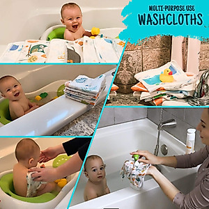 Omilion Baby Swaddle Blanket and Washcloths Set,12 Pieces Muslin Cotton Baby Swaddle Wrap and Wash Cloths Unisex for Boys and Girls, 4 Pack for 40 x 40 Inches and 8 Pack for 8 x 10 Inches