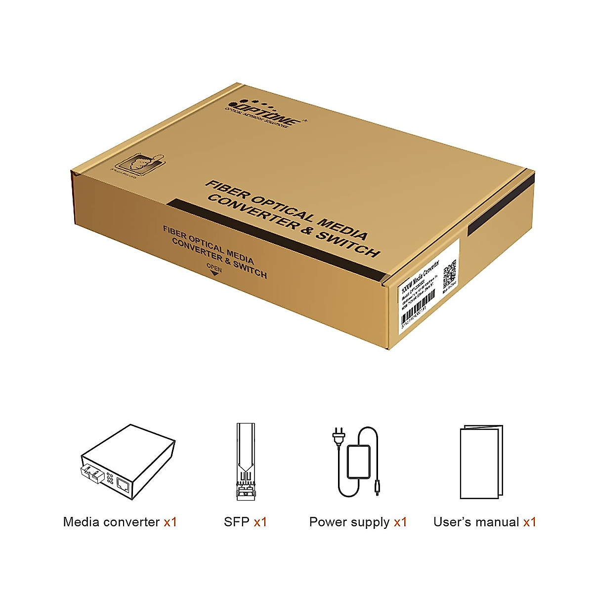 Gigabit Fiber to Ethernet Media Converter, OPTONE RJ45 Port 10/100/1000Base-Tx to 1000Base-LX Included SFP LX Transceiver SMF LC up to 20KM