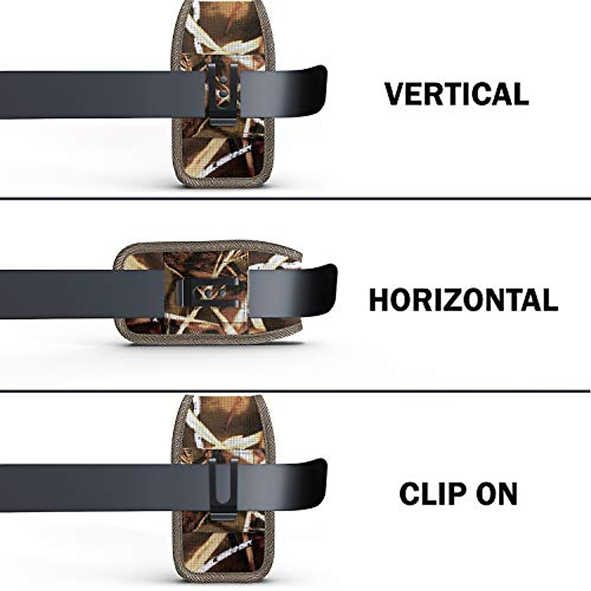 PiTau Cell Phone Belt Holder for iPhone 14, 14 Pro, 13, 13 Pro, 12, 12 Pro, 11, XR Camo Nylon Holster Case with Belt Clip Carrying Pouch Cover (Fits iPhone 14 13 12 11 with Protective Cases) Small