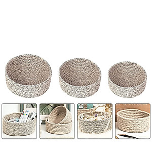 Gadpiparty Kids Toy Storage Bins 3pcs Woven Storage Basket Household Cotton Rope Office Decorative Basket Wicker Storage Baskets