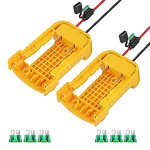 ZLWAWAOL 2 Pack Power Wheel Adapter with Fuse & Switch,Battery Adapter for Dewalt 20V Battery,with 16 Gauge Wire,Power Convertor for DIY Ride On Truck,RC Toys,Robotics and Work Lights