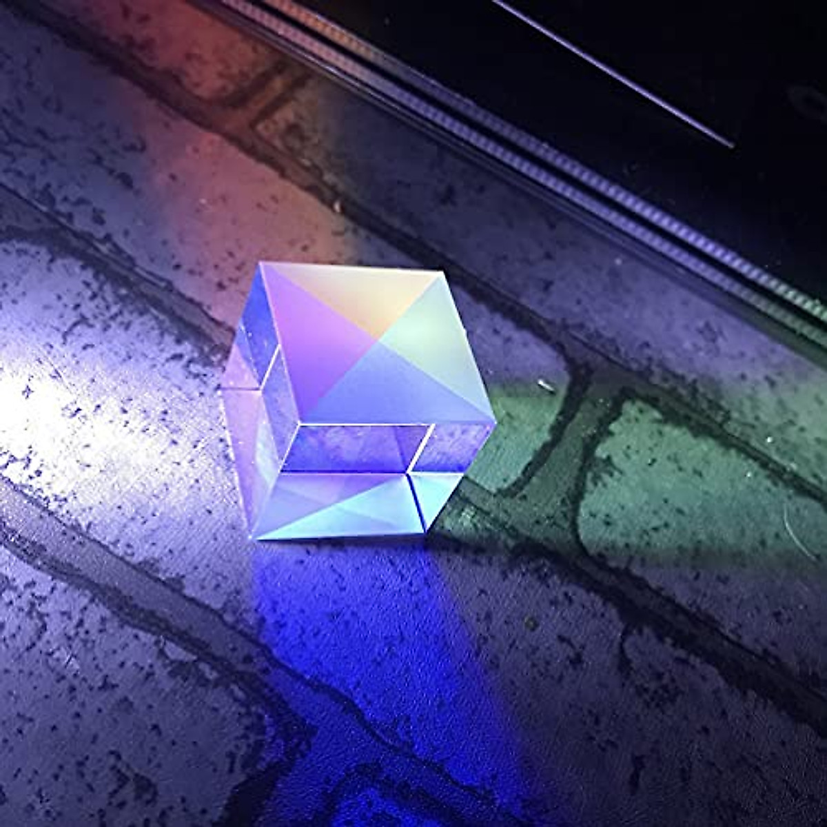 POPETPOP Toys Stained Glass Optical Glass RGB Dispersion Prism, Optic Prism Cube X- Cube Glass Prism Cube for Teaching of Photo Effects, Optics and Decoration Physics Toys Toys