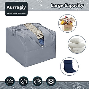 Outdoor Cushion Storage Bag Square Cushion Storage Bags Water Resistant All Weather Protection with Zipper and Handle Garden Furniture Cushion Carrying Bags-81x81x61cm/32"L x 32" W x 24" H (Grey)
