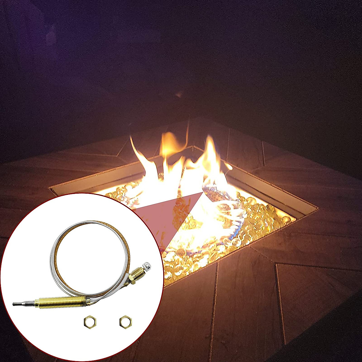 MENSI Universal M8X1 Thermo Couple Sensor Temperature Flame Safety for Propane Natural Gas Fire Pit, Fireplace 24"