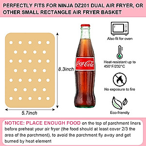 BYKITCHEN Parchment Paper for DZ201 Dual Air Fryer, Unbleached Small Rectangle Perforated Double Air Fryer Liners for Ninja Dual Basket, Ninja Dual Air Fryer Accessories(Set of 100)