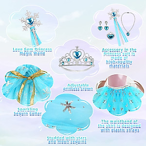 BesJonie Princess Dresses for Girls,Princess Dress Up Clothes Cape Skirt Toys for 3 4 5 6 Year Old Girl Birthday Gift Ideas (Blue Snowflake)