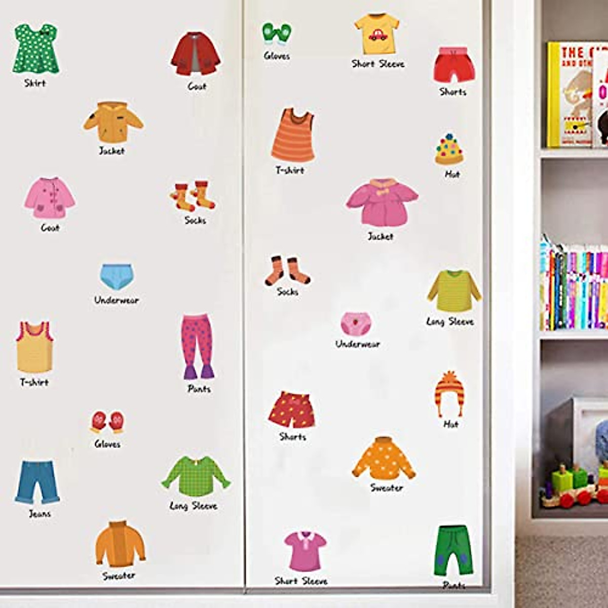 jojofuny 1set Classification PVC Wall Label Clo Organization Drawer Toddler Labels Sticker Kids for Kit Wardrobe Sort Clothing Decoration Bedroom Decals Decorative Nursery Kids,