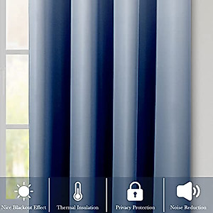 HOMEIDEAS Navy Blue Ombre Blackout Curtains 52 X 84 Inch Length Gradient Room Darkening Thermal Insulated Energy Saving Grommet 2 Panels Window Drapes for Living Room/Bedroom