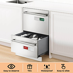 Dirty Clean Dishwasher Magnet Sign, Elegant Style, Fits All Dishwashers, Non-Scratch, with Soft Magnetic Back/2 Stickers, Strong Adhesion & Easy to Slide, Tells Dishes are Clean or Dirty, White