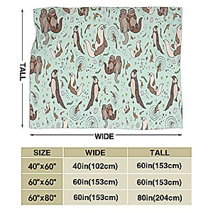 Sea Otters Hold Hands Blanket ,Fleece Throw Blanket Super Soft Warm Therma Plush Bed Couch Living Room