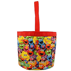 Sesame Street Elmo Boys Girls Collapsible Nylon Gift Basket Bucket Tote Bag (One Size, Red/Multi)