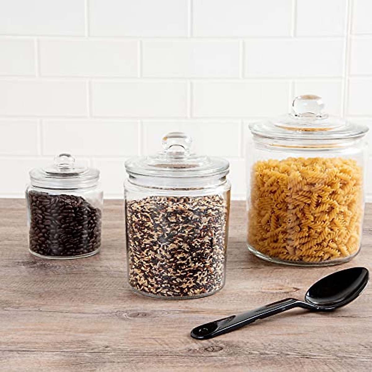 Restaurantware Vetri 0.5 Gallon Glass Storage Jar 1 Dishwashable Glass Cookie Jar - Airtight Seal Wide Opening Clear Glass Candy Jar Knob Handle Lid For Kitchen Laundry Or Storage