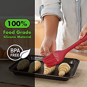 HOTEC Silicone Heat Resistant Marinading Meat Grill Basting Pastry Brush for Oil Butter Sauce Sausages Desserts Turkey Baster Grill Barbecue, Multicolor