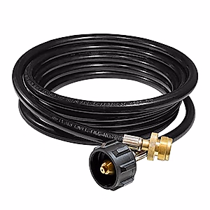 REFFU 12 Feet Propane Adapter Hose 1 lb to 20 lb Converter Replacement for QCC1 / Type1 LP Tank Connects 1 lb Propane Stove, Tabletop Grill and More 1lb Portable Appliance to 20 lb Propane Tank