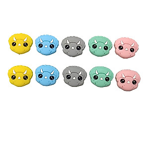 Arakierst 10pcs Silicone Dinosaur Pearl Focal Bead for Pen Mini Cute Silicone Animal Shape Beads for Keychain Making DIY Beading Woman Lanyards Jewelry Craft