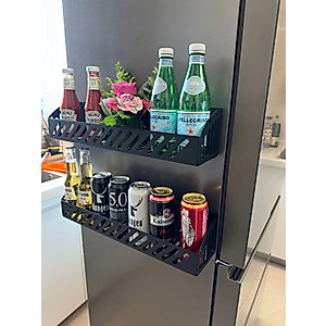 NAFCOOL Magnetic Spice Fridge Rack Shelf Organizer for Refrigerator, 3 Packs Moveable Magnetic Seasoning Organizer Shelves Kitchen Gadgets for Refrigerator Microwave Oven Washer, 19.88” Long