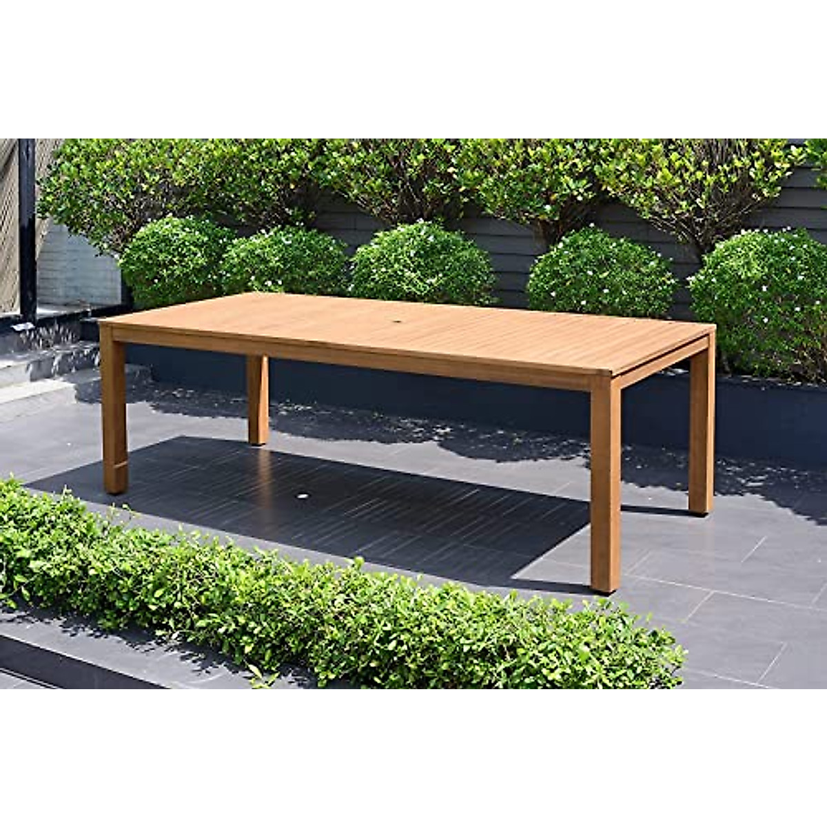 Brampton Patio Brampton Venice 7-Piece Rectangular Dining Set | Light Teak Finish and Grey Chairs | Ideal for Patio and Outdoors