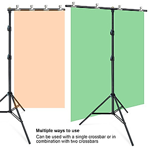 LINCO Lincostore Zenith Portable T-Shape Background Backdrop Stand Kit 5x6.7ft - 5ft Wide (Fixed) and 6.7ft High (Adjustable)- Lightweight Only 4 Lbs Easy to Carry and Storage Black